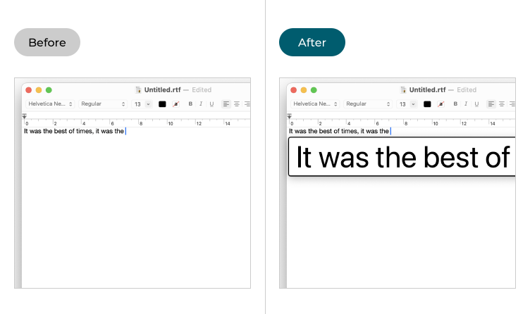 How to display a larger version of the text you are typing in macOS 26 ...